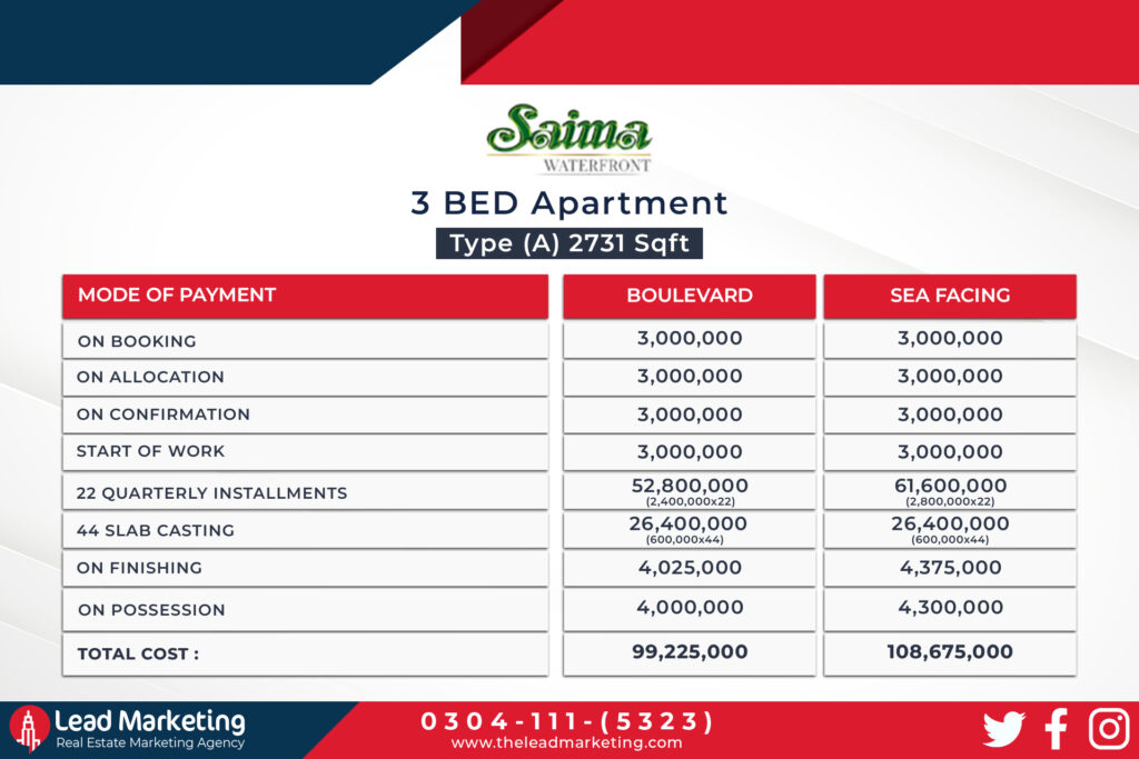 Saima Tower Apartment HMR Waterfront | Payment Plan
